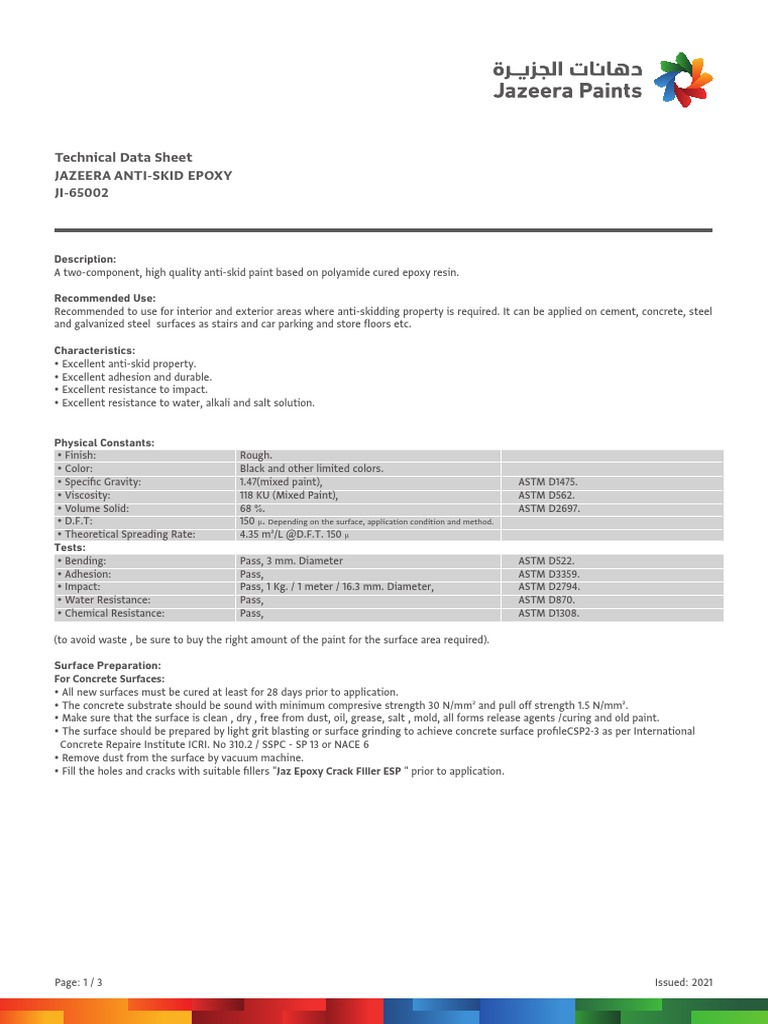 Jazeera Anti-Skid Epoxy | PDF | Paint | Concrete