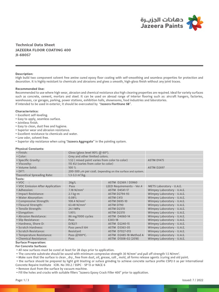 Jazeera Floor Coating 400 | PDF | Concrete | Paint