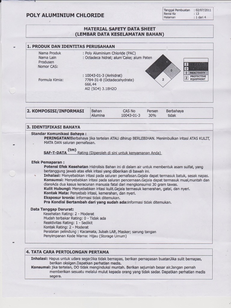 Msds Pac Jepang | PDF