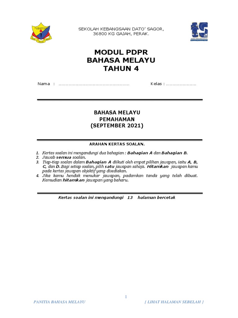 Jawapan Modul BM Pemahaman Tahun 4 2021 | PDF