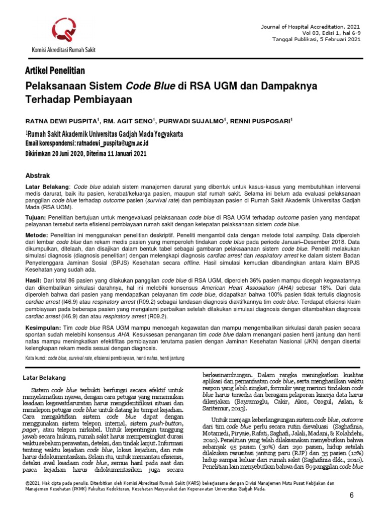 Pelaksanaan Sistem Code Blue Di RSA UGM | PDF