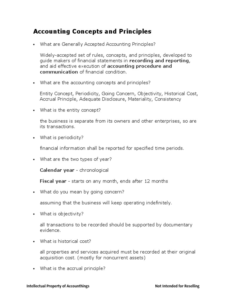 2 Accounting Concepts and Principles | PDF