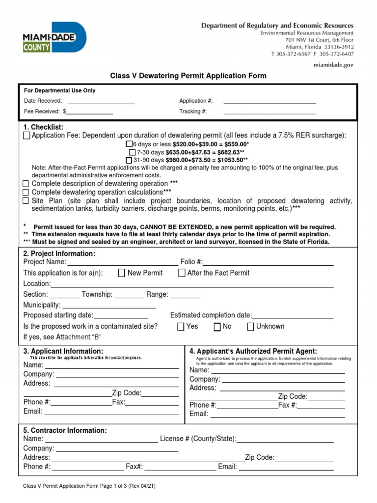 Class-5 Permit Form For RCRC | PDF | Clean Water Act | Groundwater