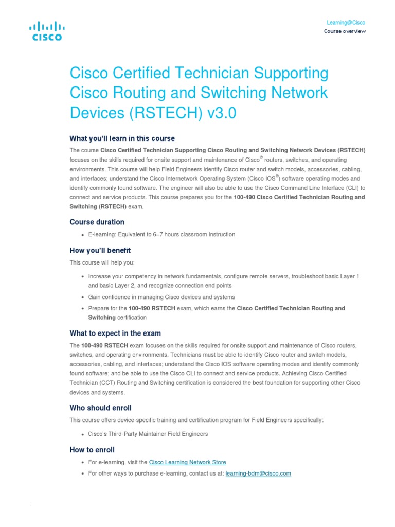 Cisco Certified Technician Supporting Cisco Routing and Switching ... Cisco Certified Technician Supporting Cisco Routing and Switching ...