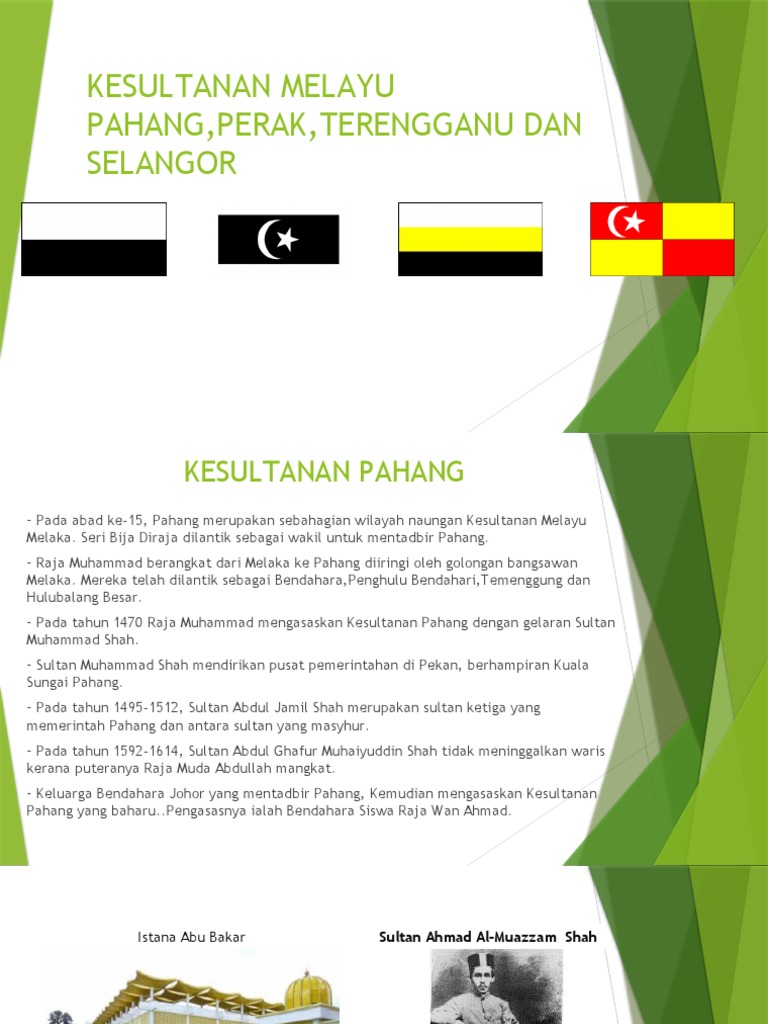 Kesultanan Melayu Pahang, Perak, Terengganu Dan Selangor | PDF