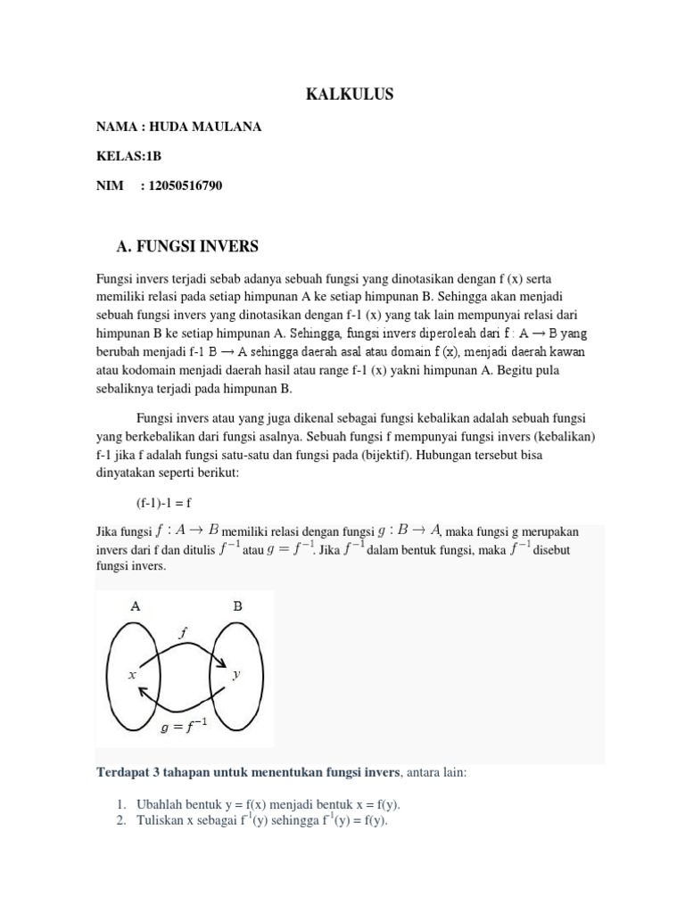 Materi Fungsi Invers Dan Trigonometri Huda Maulana Teknik Elektro 1B | PDF