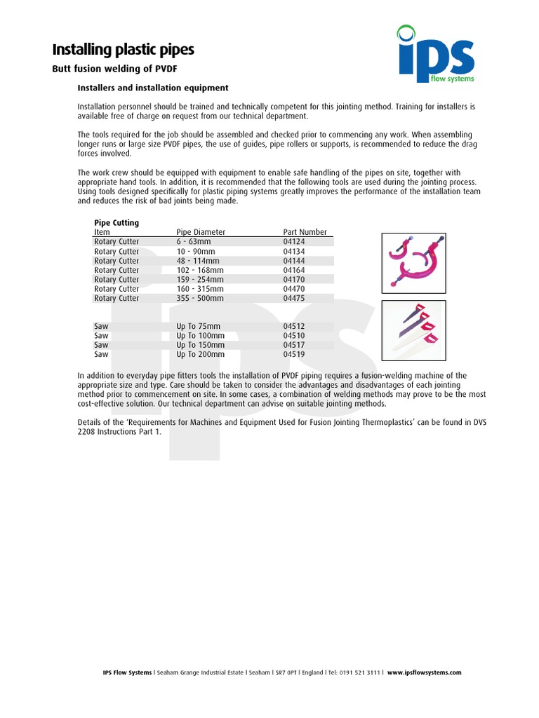 PVDF Pipe Installation and Welding Guide | PDF | Pipe (Fluid Conveyance ...