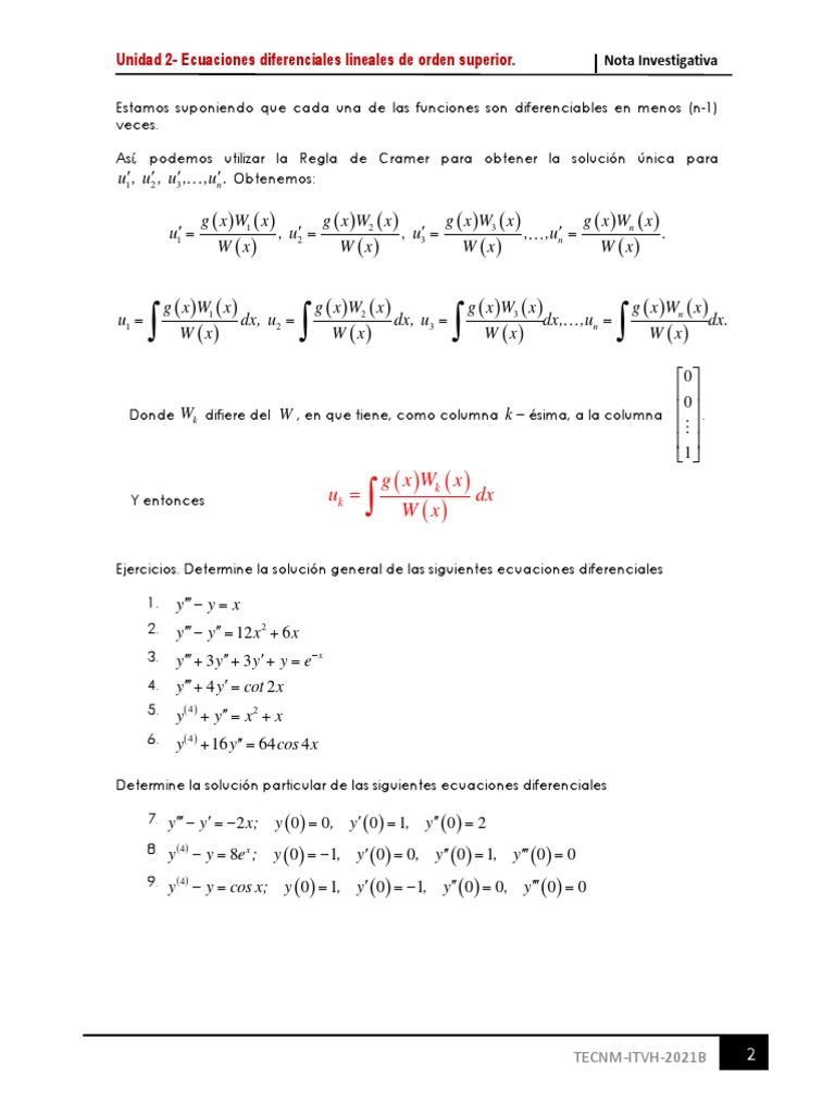 2.3.2 Metodo de Variacion de Parametros-Orden N-Combinado | PDF ... 2.3.2 Metodo de Variacion de Parametros-Orden N-Combinado | PDF ...