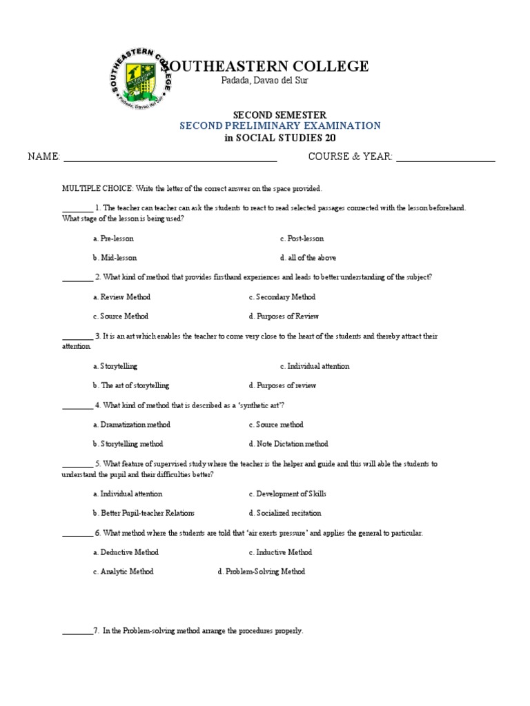 2nd Prelim Exam | PDF | Teachers | Teaching Method 2nd Prelim Exam | PDF | Teachers | Teaching Method
