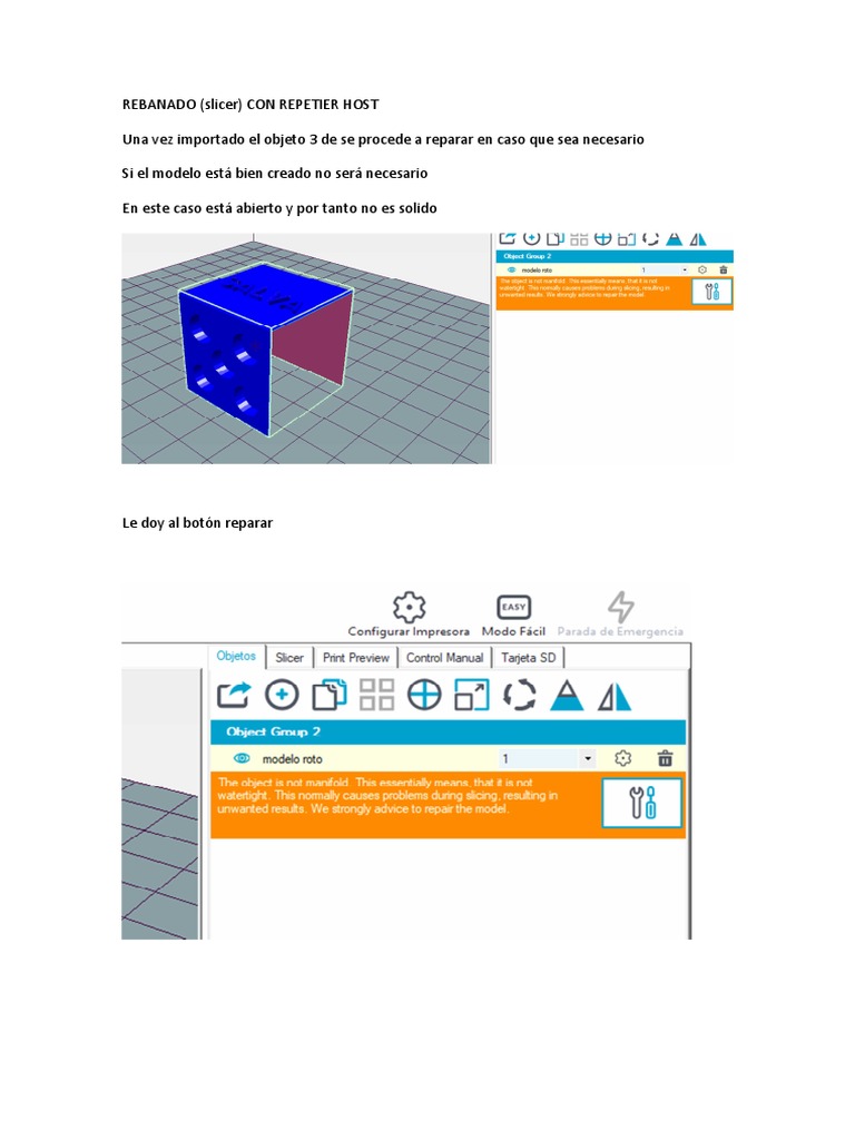 2.tutorial REBANADO Repetier Host | PDF