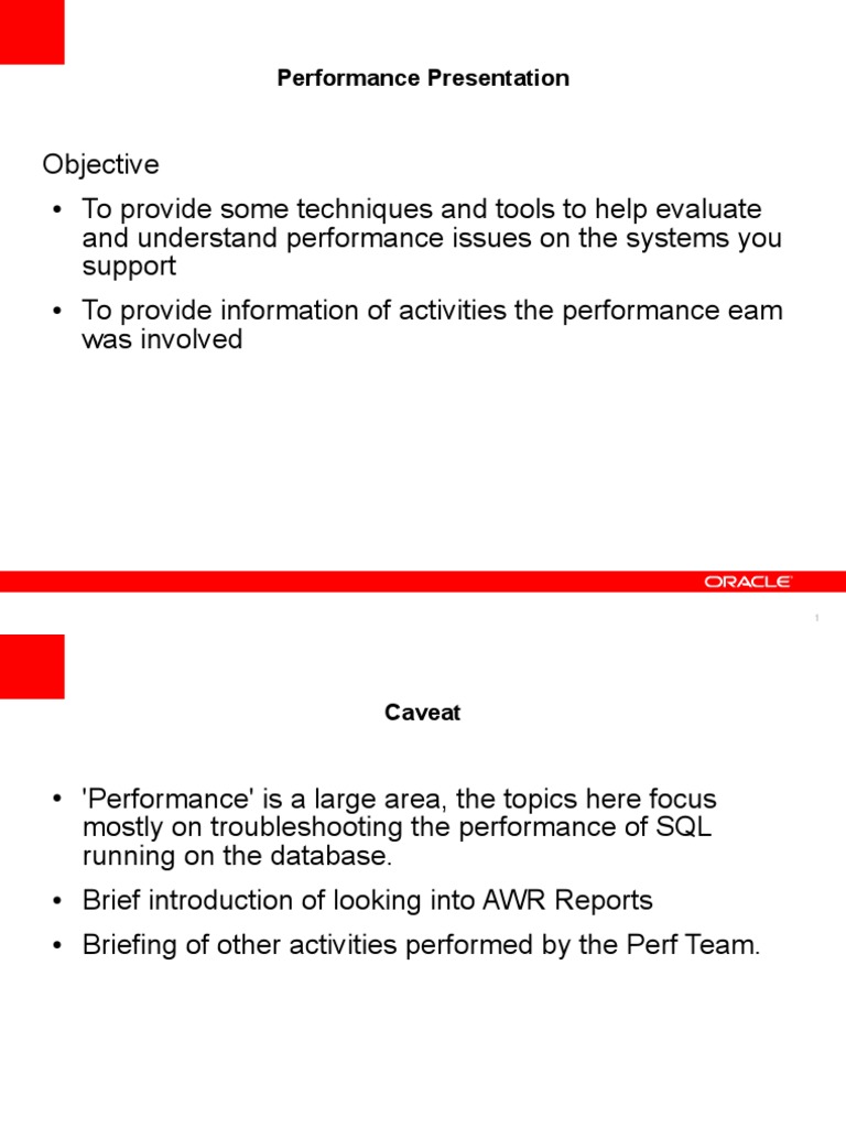 Performance Presentation | PDF | Data Buffer | Oracle Database