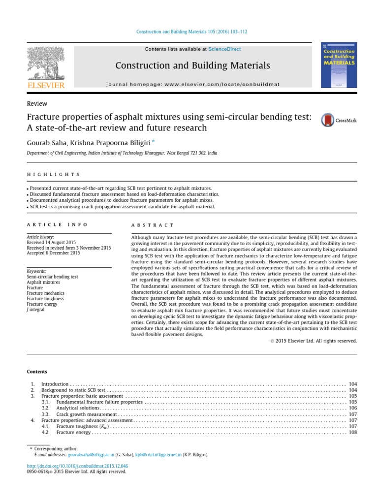 Construction and Building Materials: Gourab Saha, Krishna Prapoorna Biligiri | PDF | Fracture ...