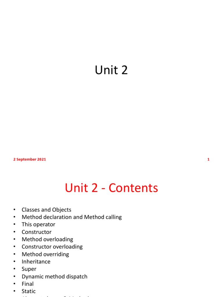 Unit 2 Java Programming With Linux Pdf Method Computer Programming Inheritance Object 2213