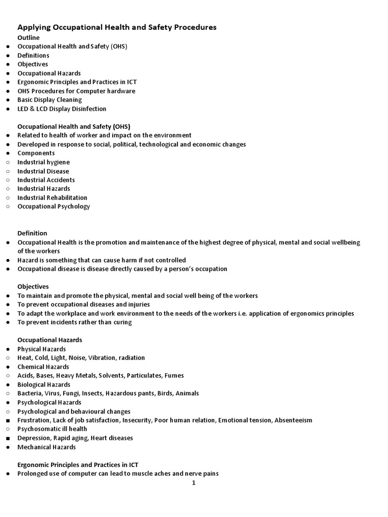 Apply Occupational Health and Safety Procedures | PDF | Occupational ...