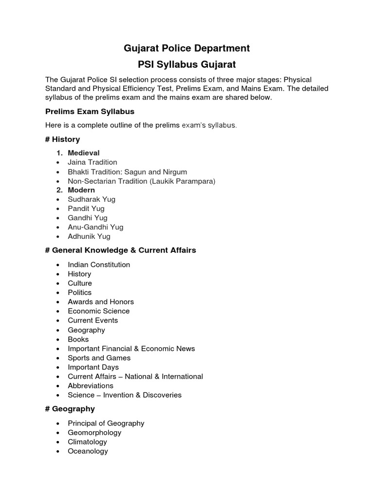 PSI Syllabus Gujarat | PDF | Science | Linguistics