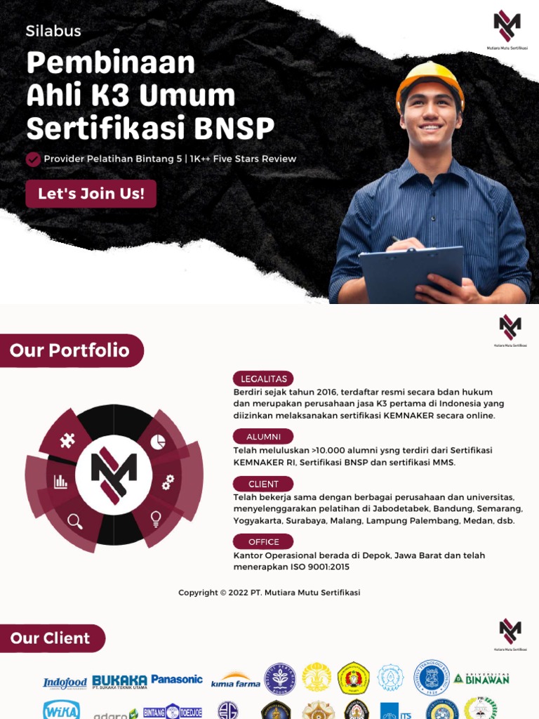 PT MMS 2022 Silabus Ahli K3 Umum BNSP | PDF