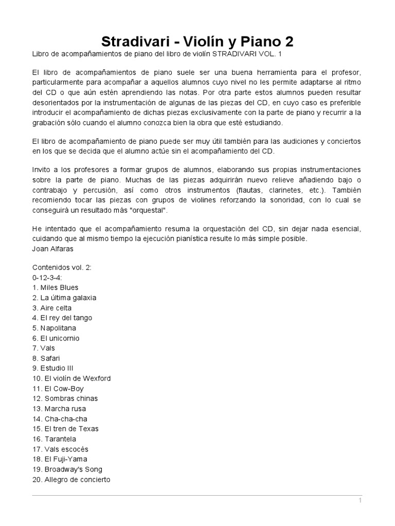 Stradivari Vol 2 Libro de Pianopdf 3 | PDF | Piano | Violín