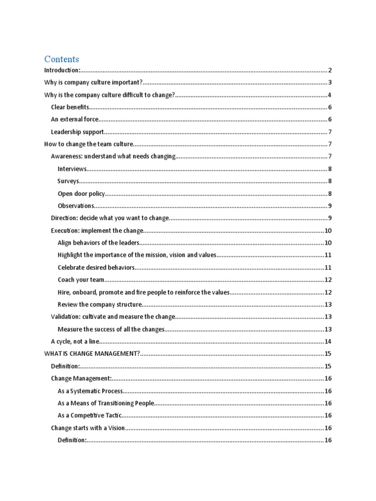 Culture Booklet | Download Free PDF | Change Management ...