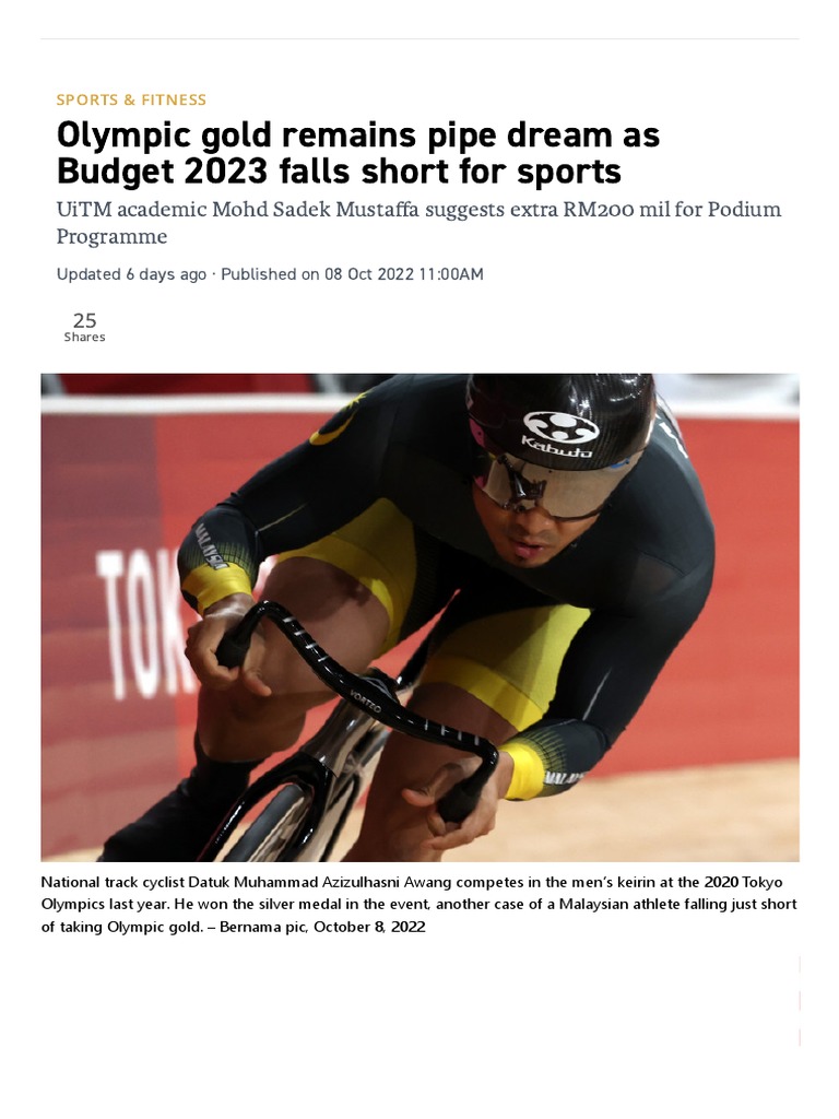 Olympic Gold Remains Pipe Dream As Budget 2023 Falls Short For Sports ...