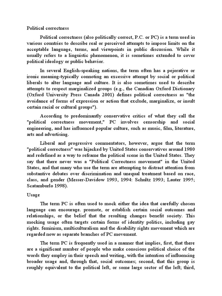 Political Correctness | PDF | Political Correctness | Grammatical Gender