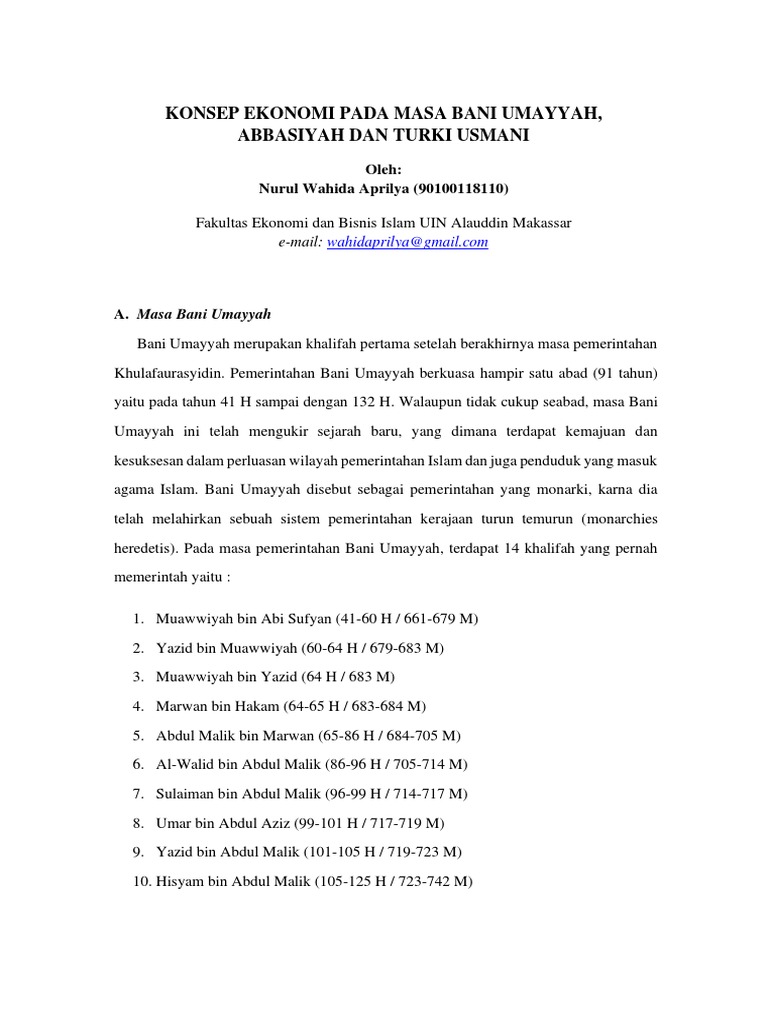Konsep Ekonomi Pada Masa Bani Uamyyah, Abbasiyah, Dan Turki Usmani | PDF | Sejarah