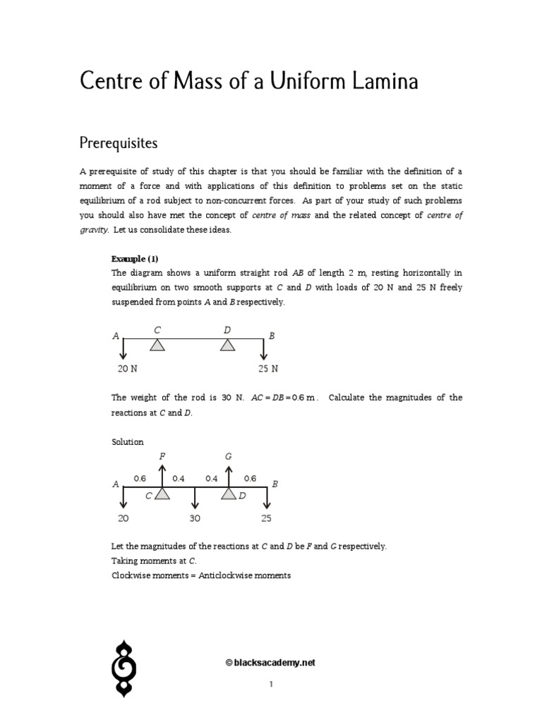 Centre of Mass Uniform Lamina | PDF | Center Of Mass | Rectangle