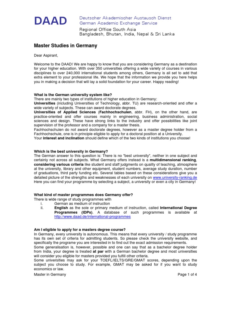 Master in Germany | PDF | Master's Degree | Academic Degree