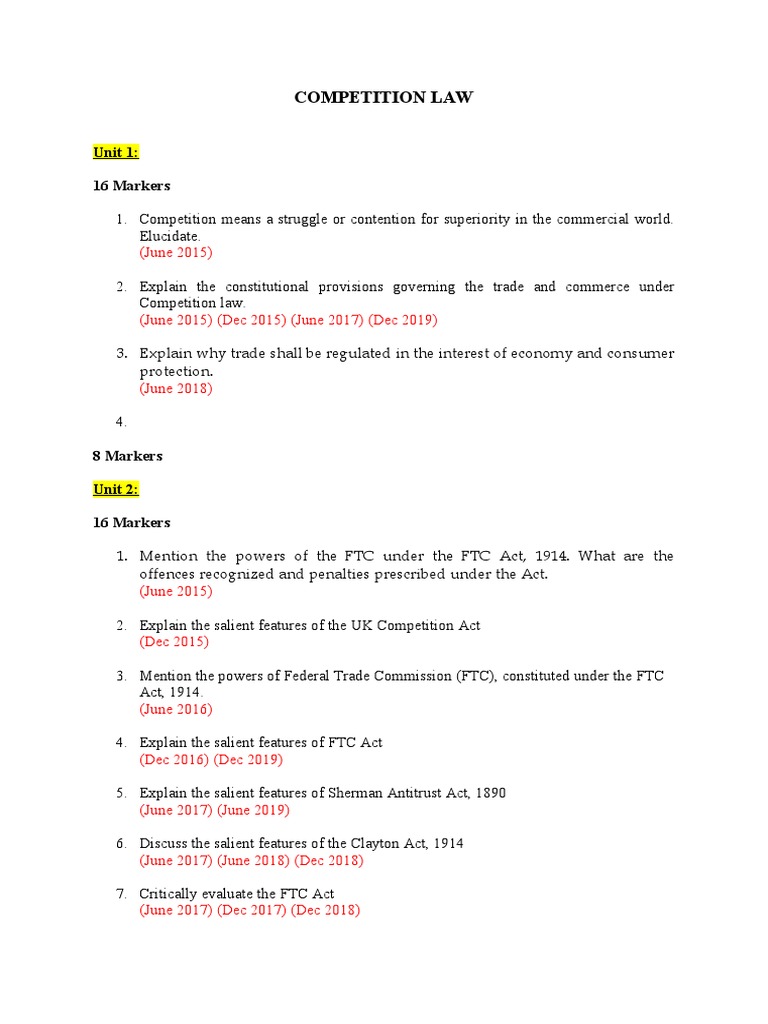 Competition Law | PDF | Federal Trade Commission | American Government