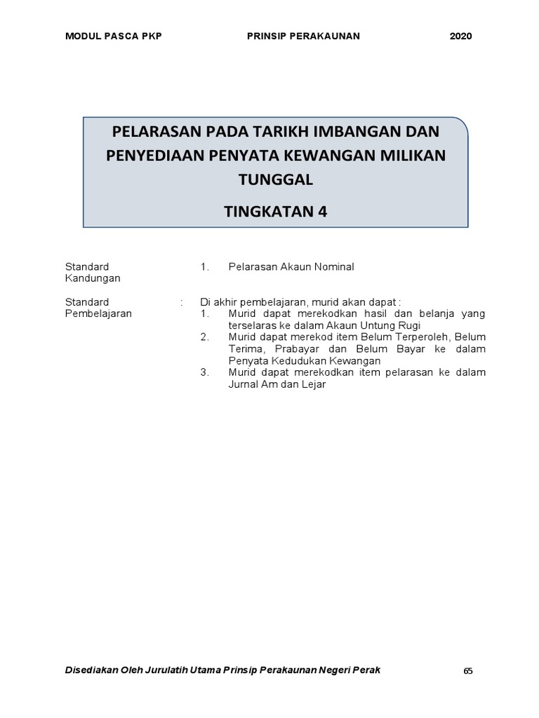 173 Modul #Learninghome 2020 Prinsip Perakaunan Tingkatan 4-66-99 | PDF