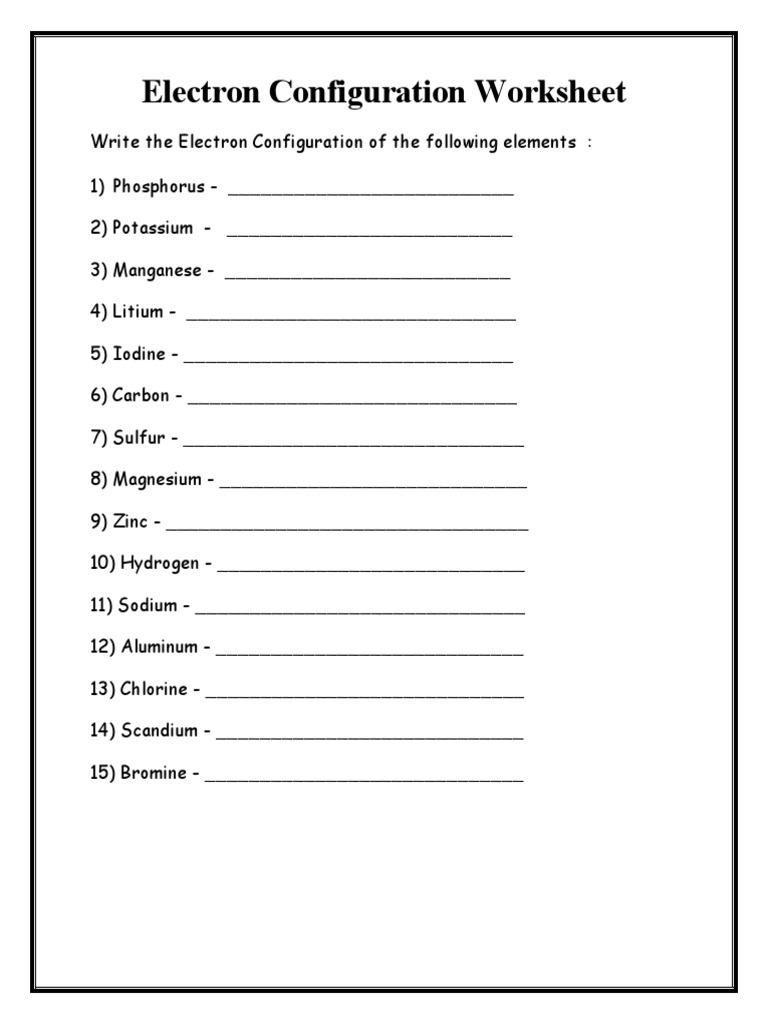 Electron Configuration Worksheet | PDF