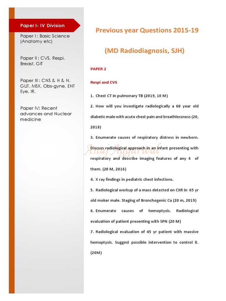 Delhi University Question Papers | PDF | Radiology | Medical Imaging