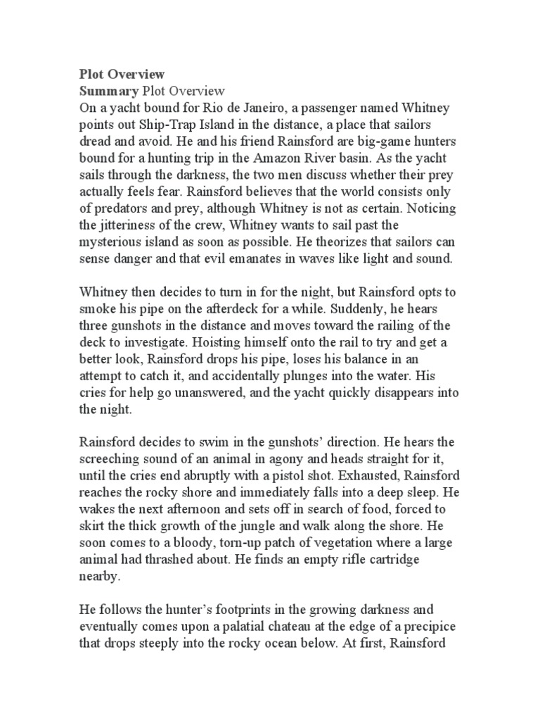 "The Most Dangerous Game Summary" | PDF | Young Adult