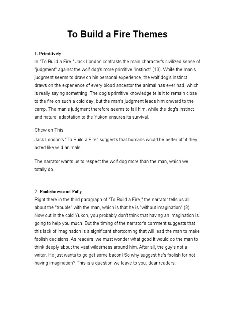 To Build A Fire Themes | PDF | Young Adult
