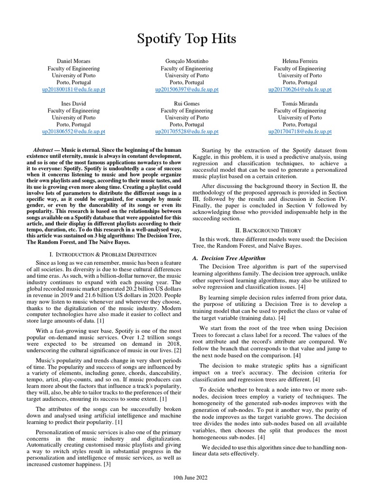 Spotify Top Hits | PDF | Machine Learning | Statistical Classification