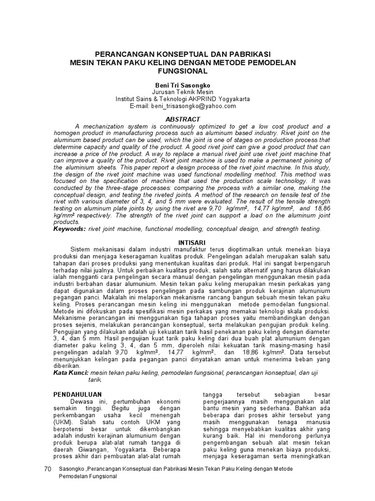 Admin Journal Manager 70 77 Sasongko | PDF | Rivet | Mechanical Engineering