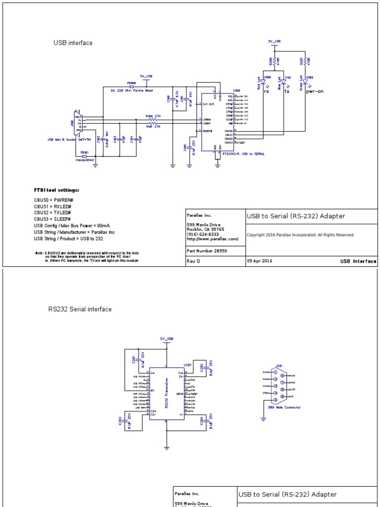 USB Serial 232 Schematic RevD | PDF | Computer Science | Physical Layer ...