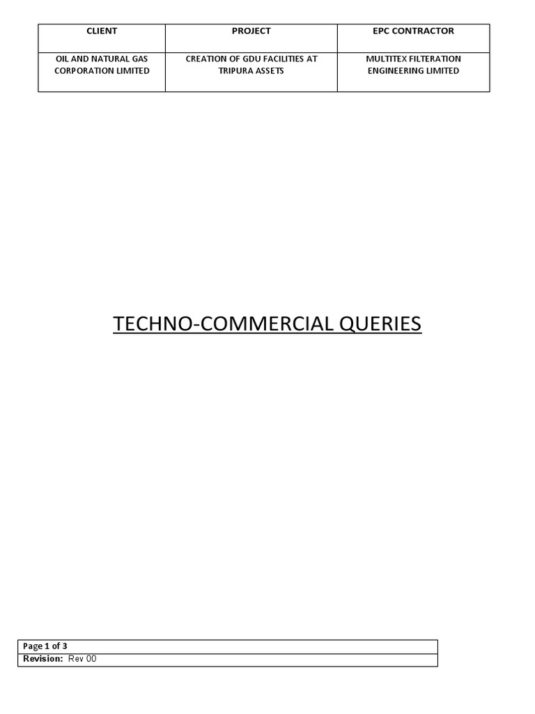 Techno-Commercial Queries for GDU Project | PDF | Computing