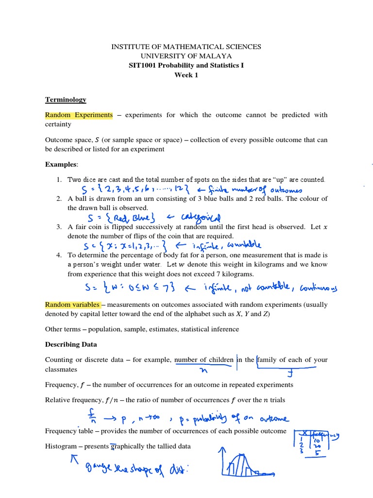 Week 1 Lecture Notes | PDF | Statistics | Randomness