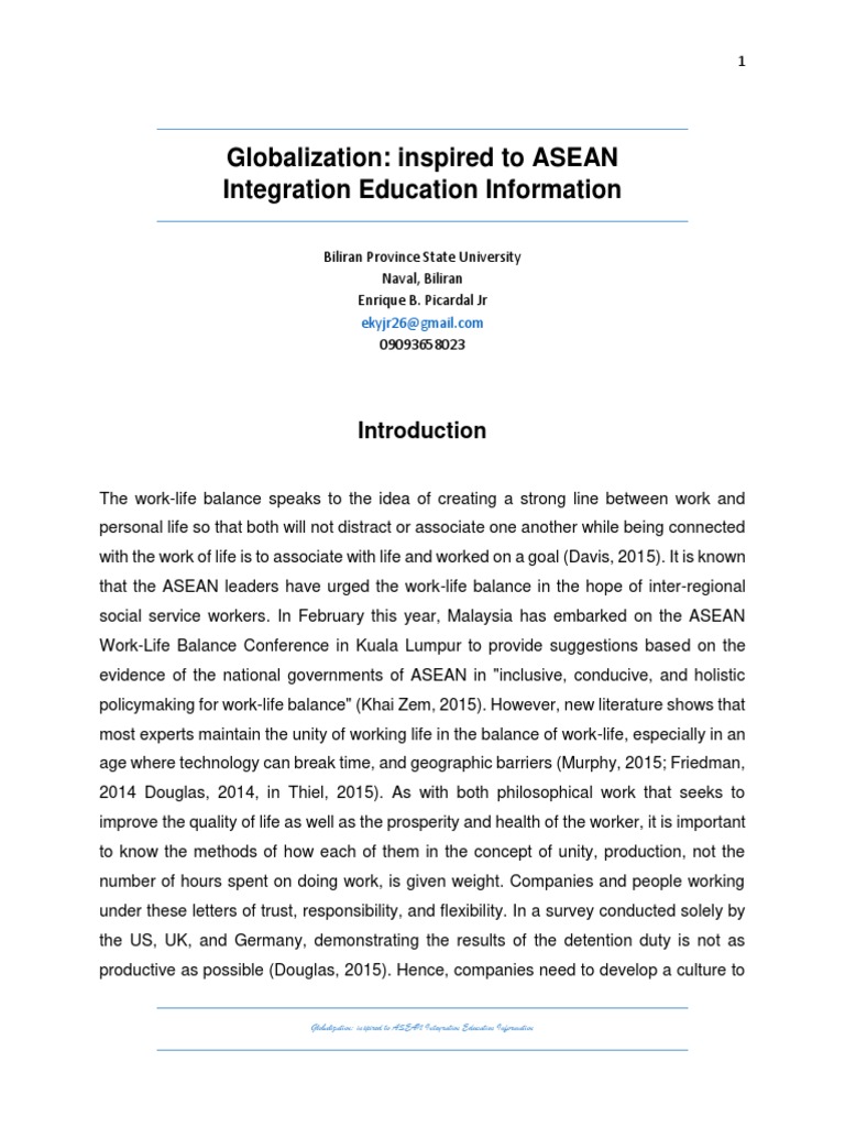 Globalization Inspired To ASEAN Integrat | PDF | Educational Technology ...