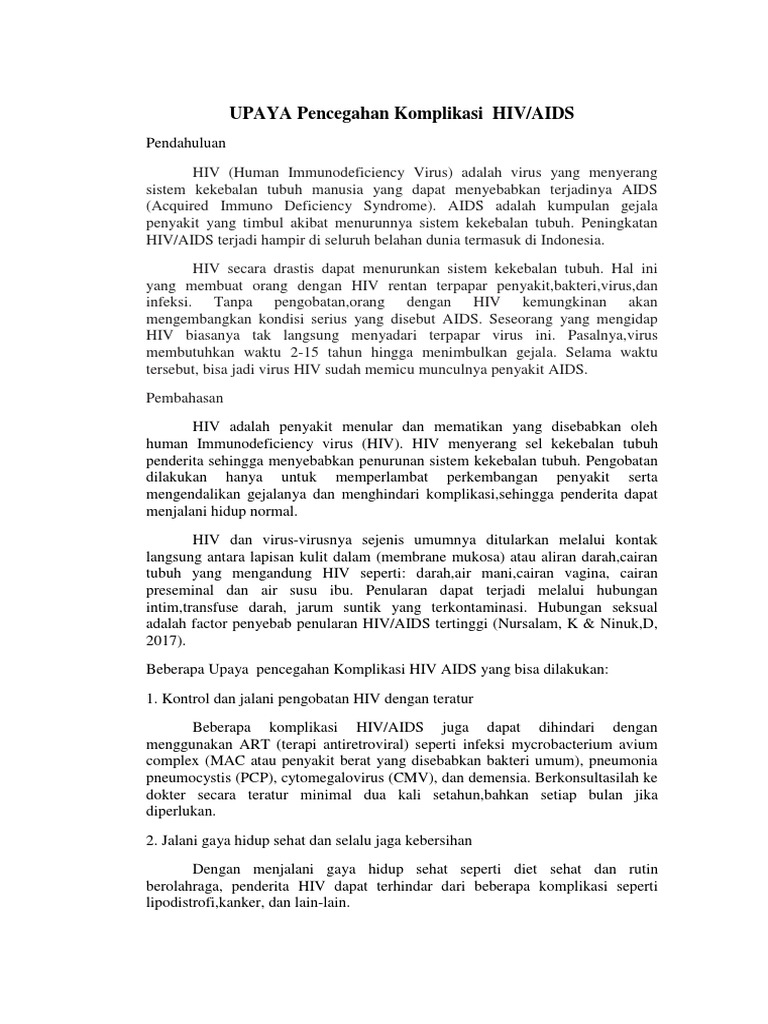 Pencegahan Komplikasi HIV/AIDS Efektif | PDF | Pengembangan Diri ...