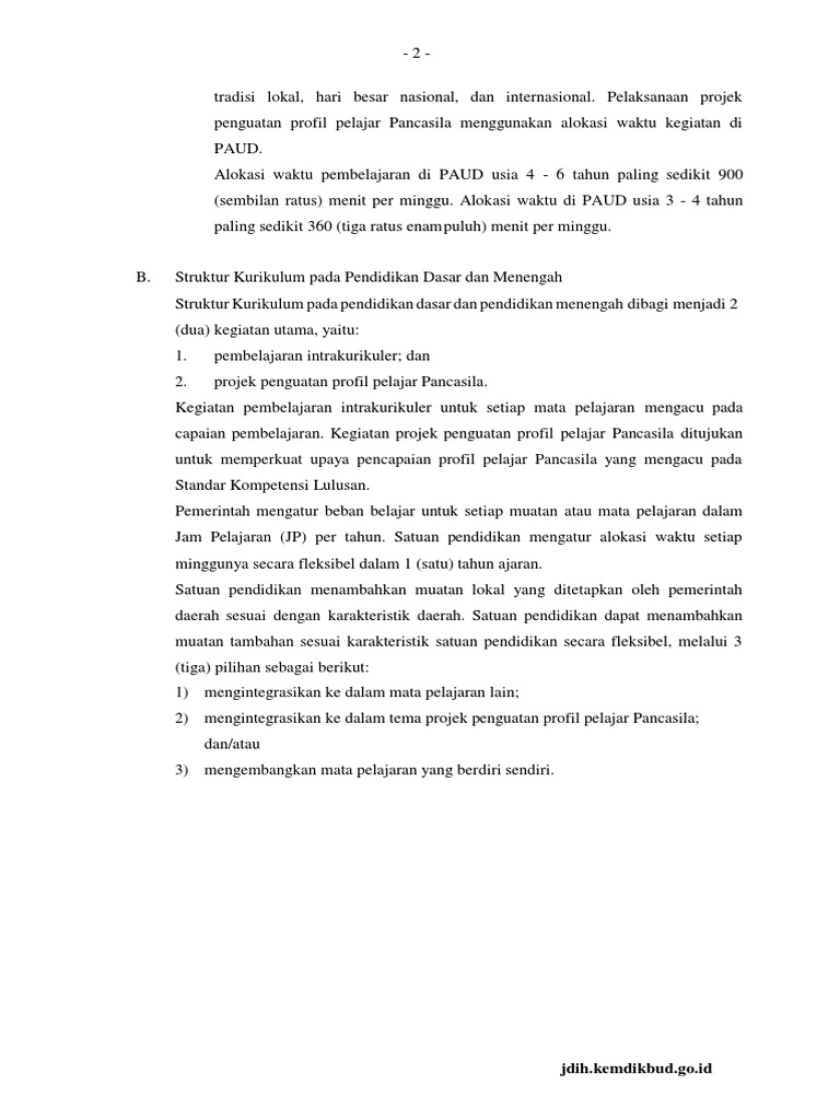 Struktur Kurikulum Merdeka Dan Pembagian Alokasi Waktu Jam Pelajaran ...
