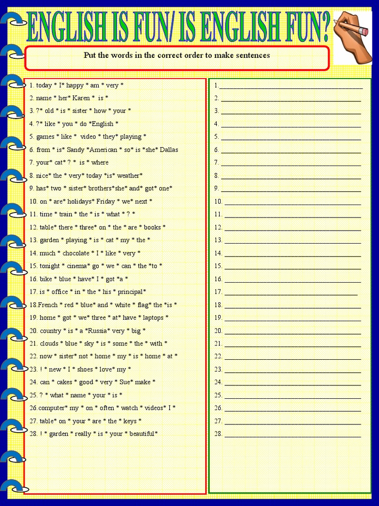 Sentence Building For Young Learners With Key Grammar Drills - 122461 ...