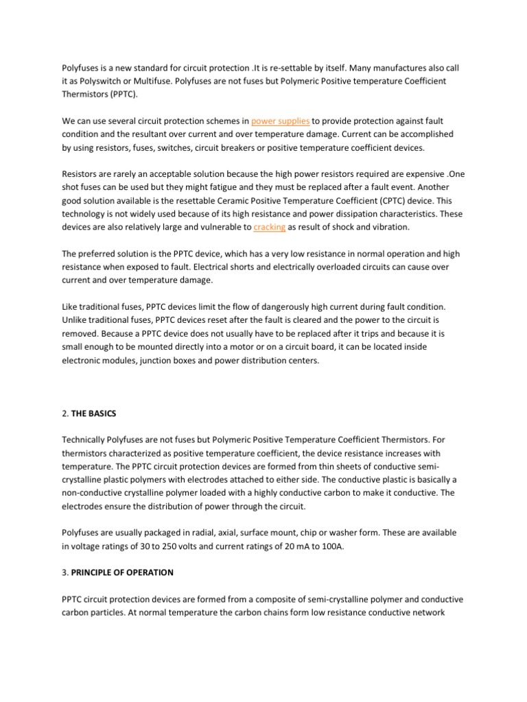 Polyfuse | PDF | Electric Current | Electrical Resistance And Conductance
