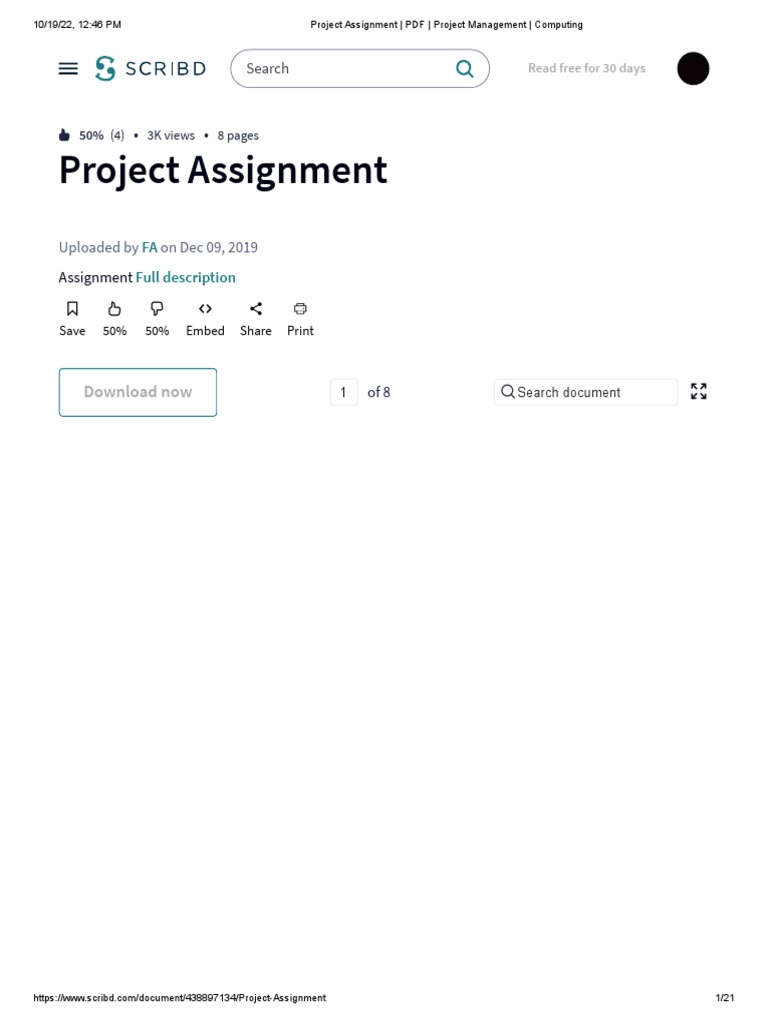 Project Assignment - PDF - Project Management - Computing | PDF | Scribd