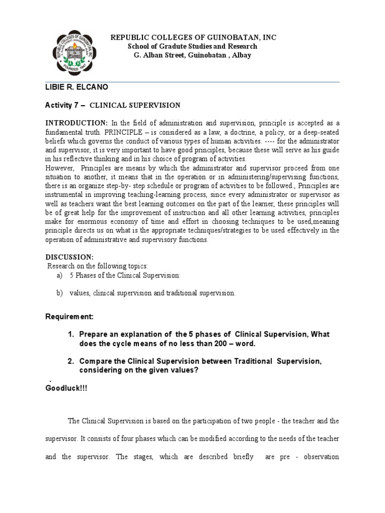 Activity 7 Clinical Supervision | PDF | Teachers | Teaching Method