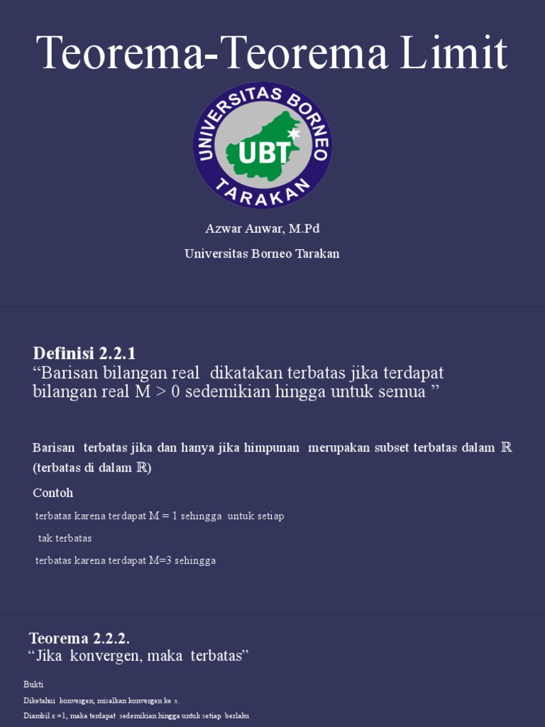 Teorema Limit dan Buktinya | PDF | Metode & Bahan Ajar | Sains & Matematika
