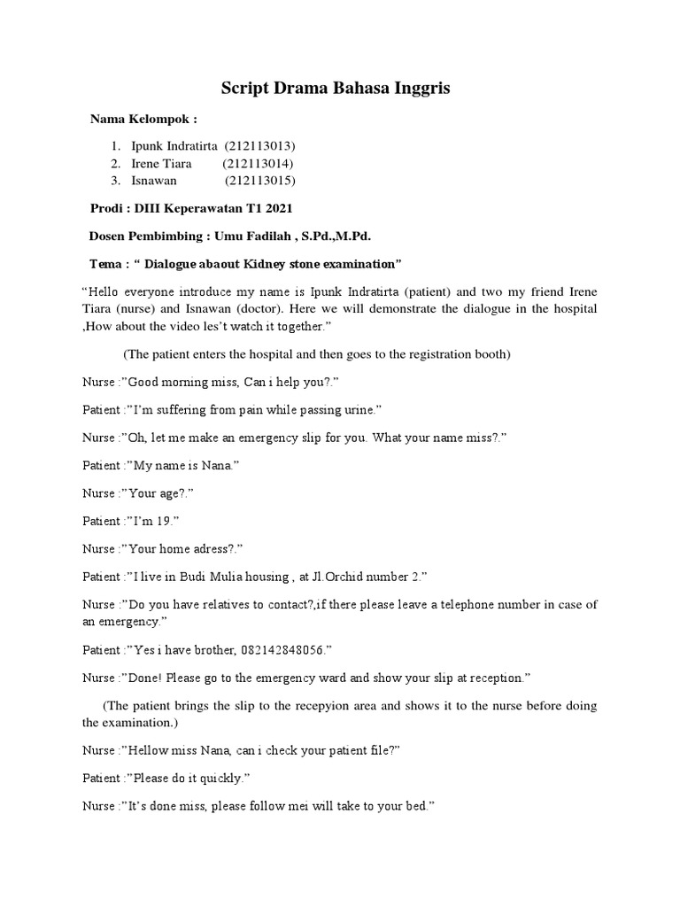 Script Drama Bahasa Inggris | PDF | Medical Specialties | Public Services