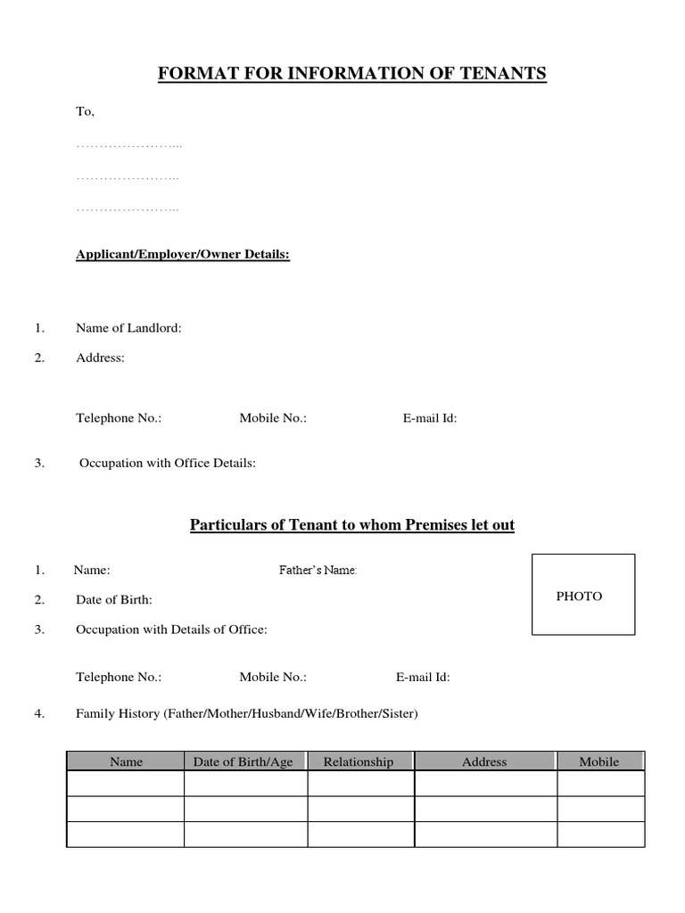 Tenant Registration Form en | PDF