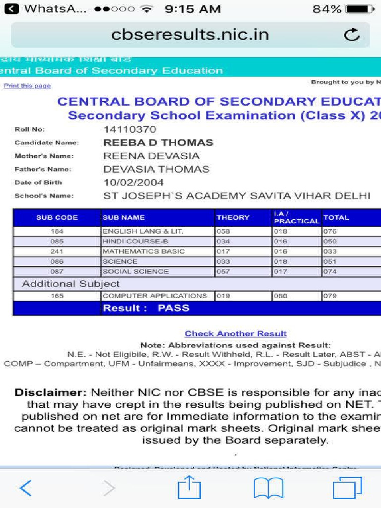 10th Class Marksheet | PDF