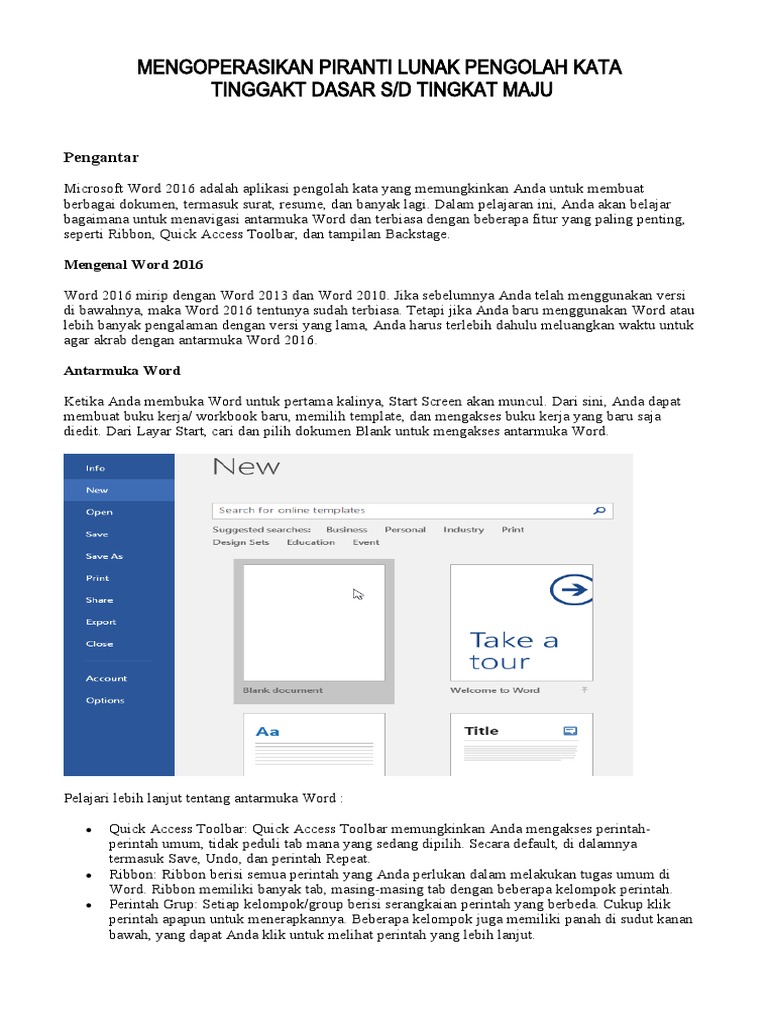 Materi Word 2016 POA - A | PDF